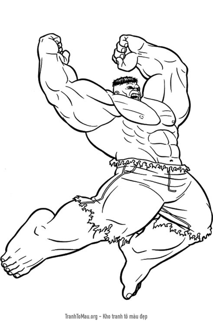 Tải tranh tô màu hulk đang đánh nhau