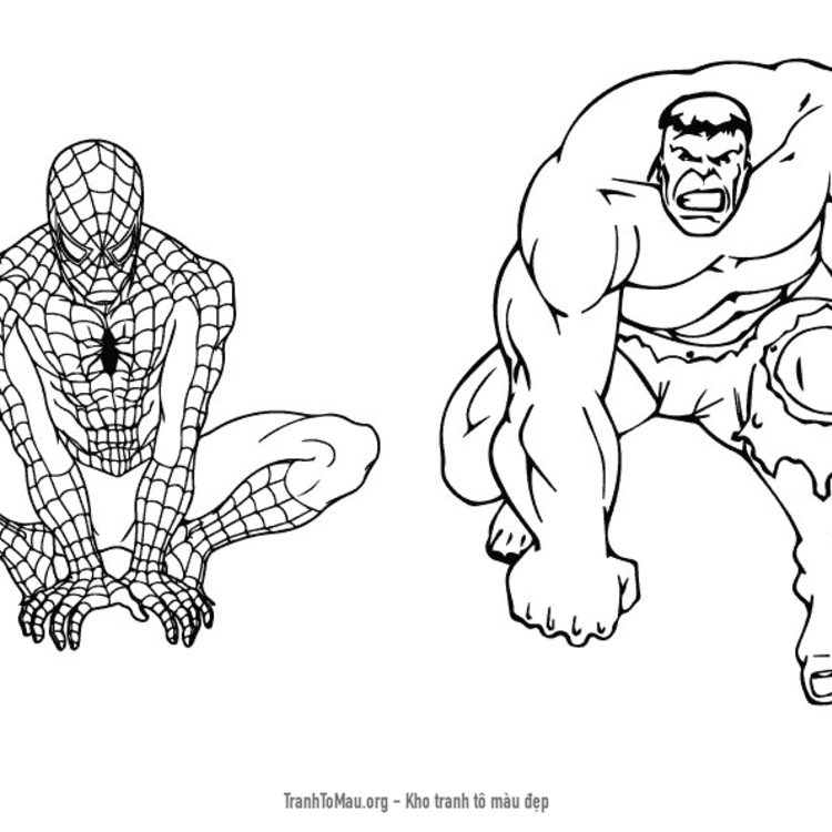 Tải tranh tô màu người nhện và hulk